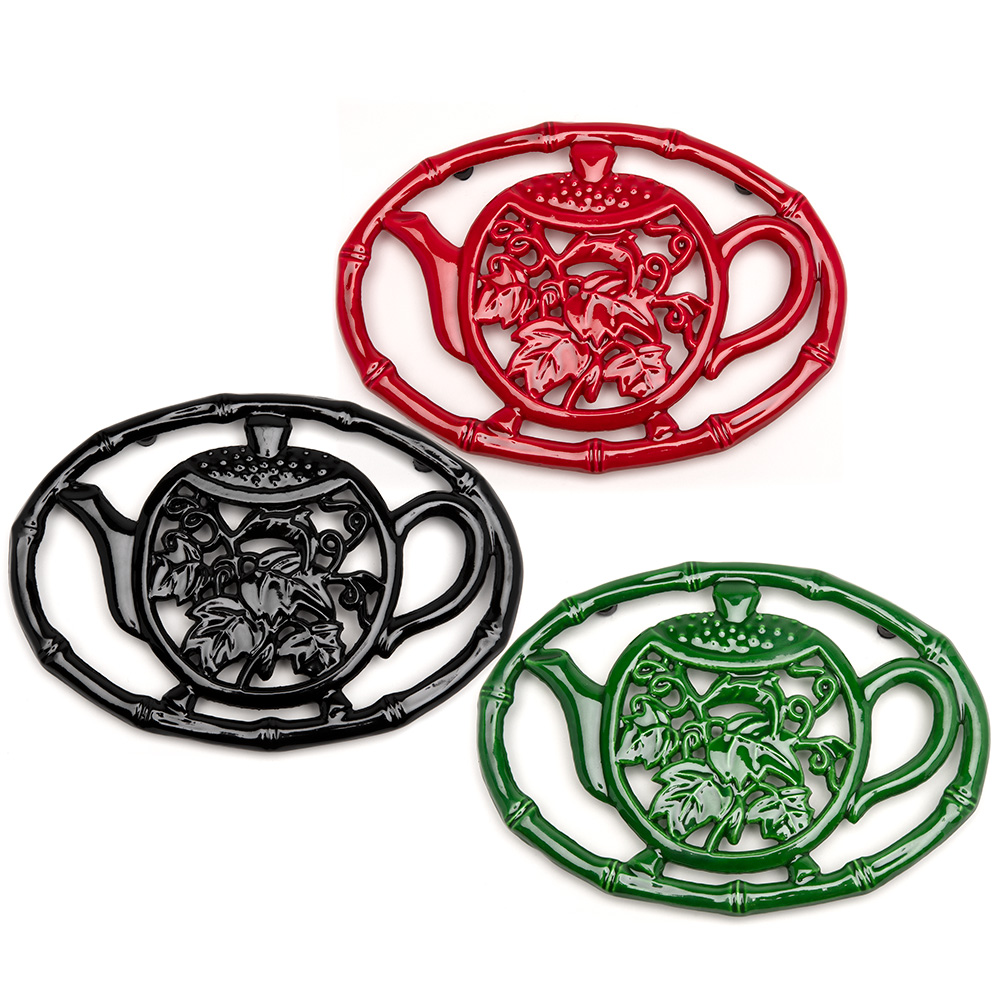 "Bamboo" Enameled Cast Iron Tea Trivet: The Tea Table