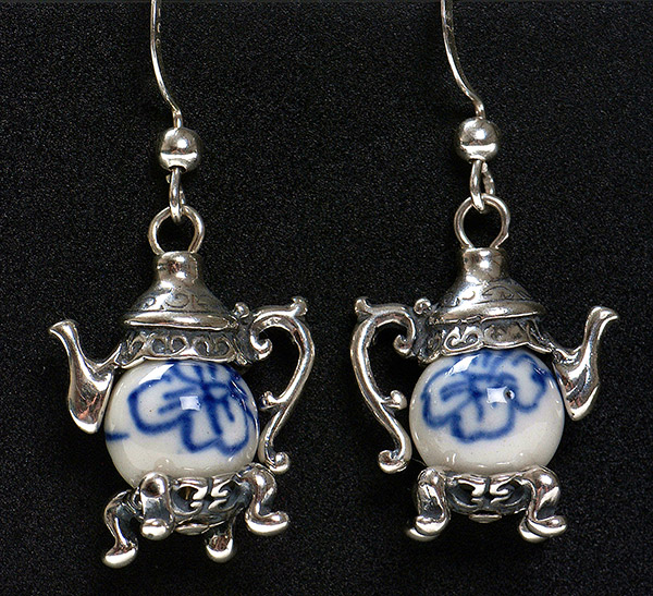 Tiny Teapots Chinese Porcelain Earrings: The Tea Table